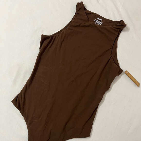 SKIMS | Tops | Skims Fits Everybody High Neck Bodysuit Brown | Poshmark